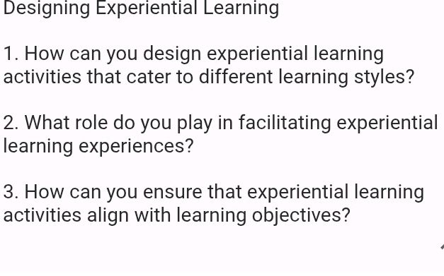 1. How can you design experiential learning | StudyX