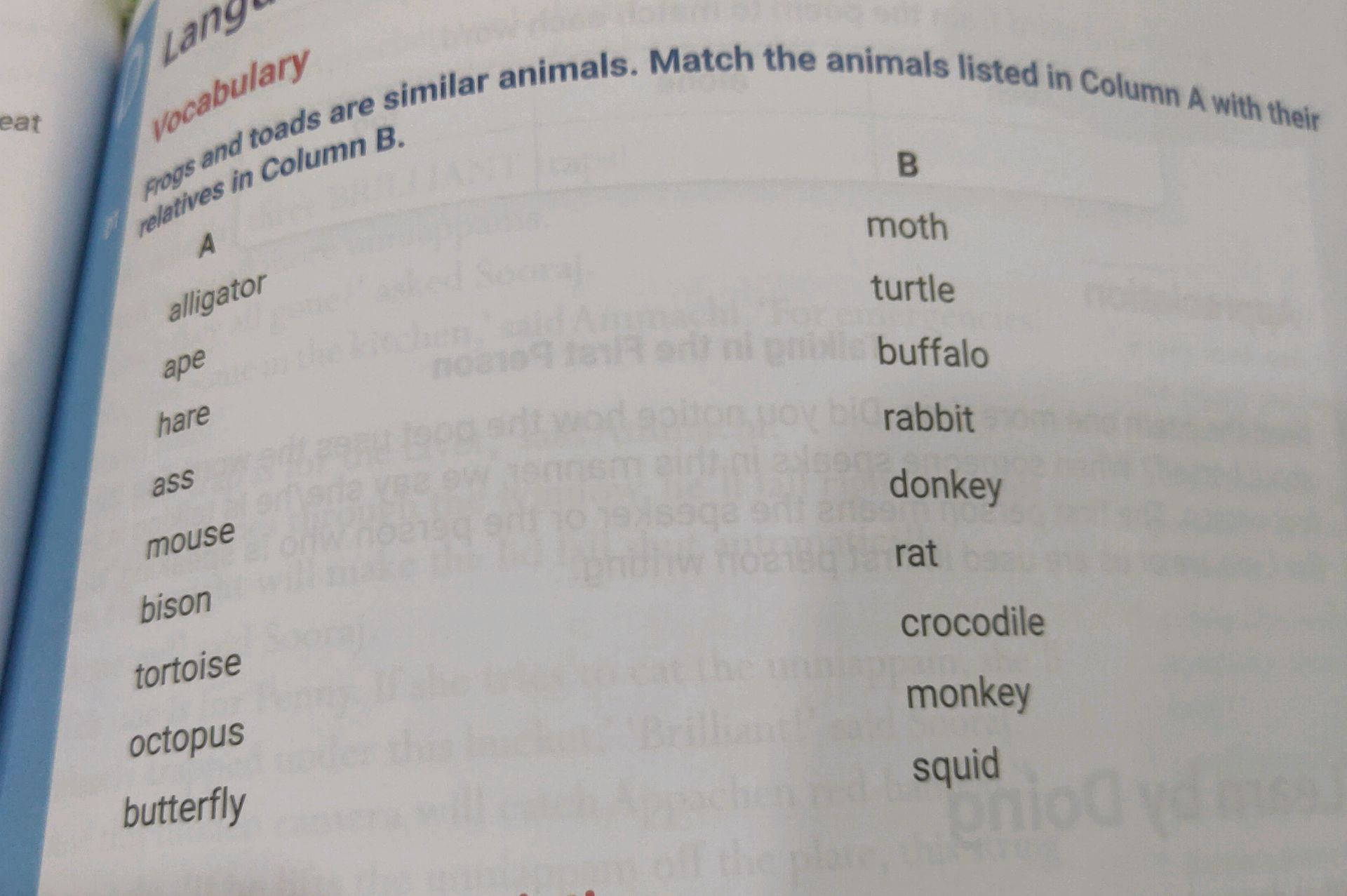 Match the animals listed in Column A with | StudyX