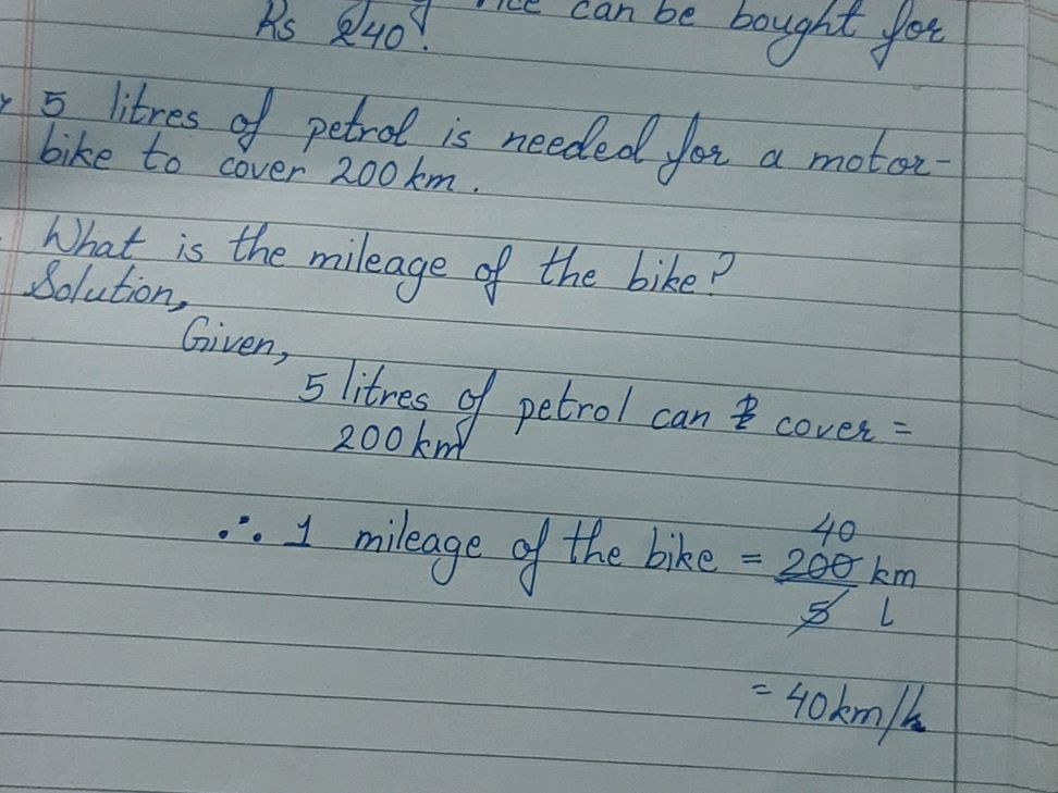 5 litres of petrol is needed for a | StudyX