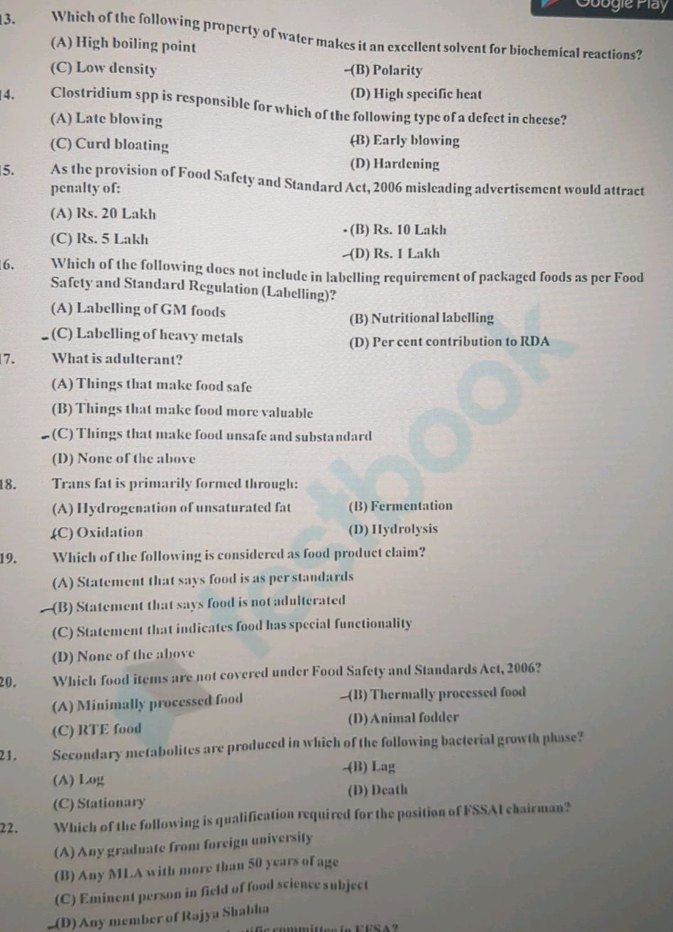 13. Which of the following property of water | StudyX