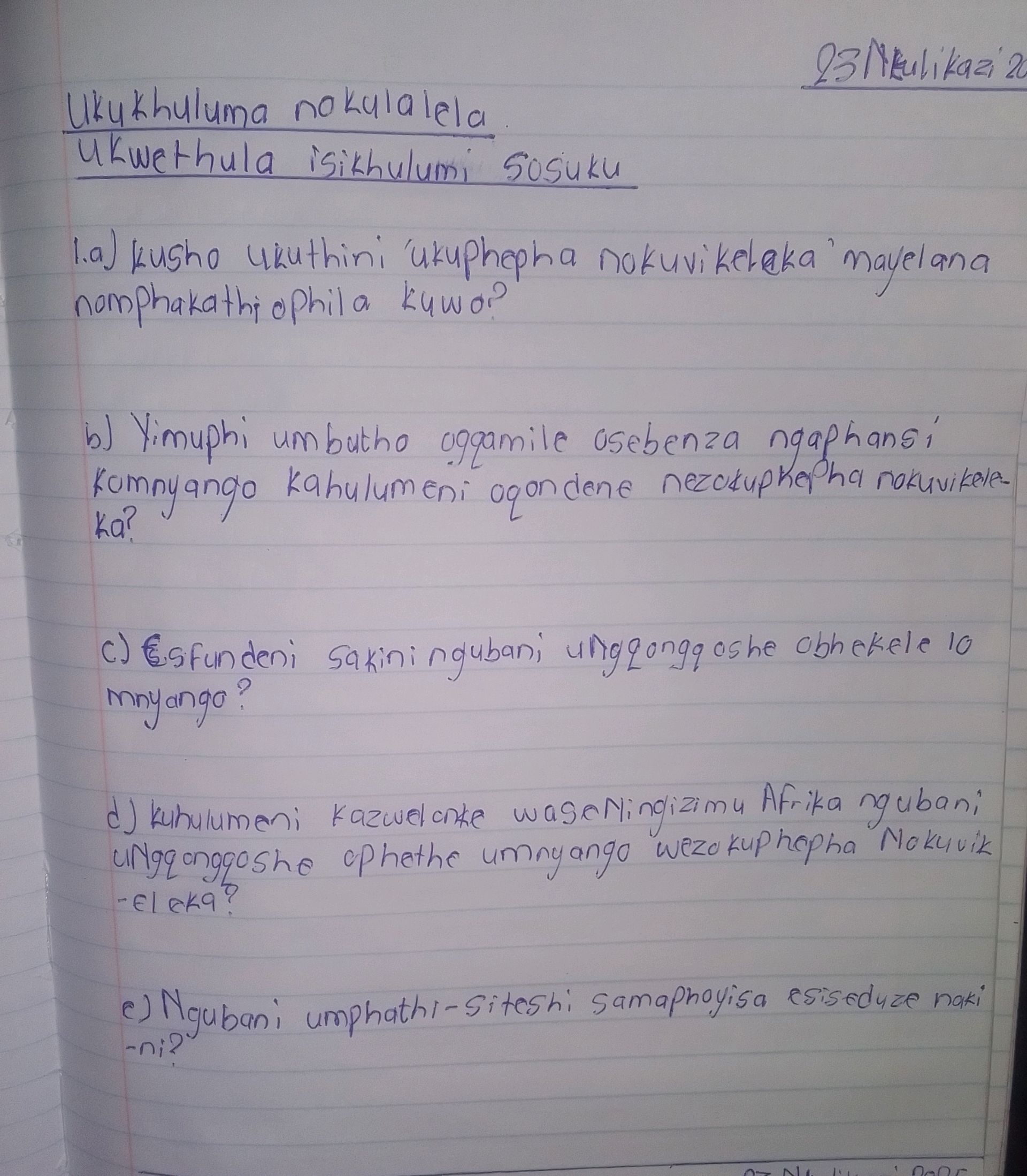 1.a) kusho ukuthini 'ukuphepha nokuvikeleka' | StudyX