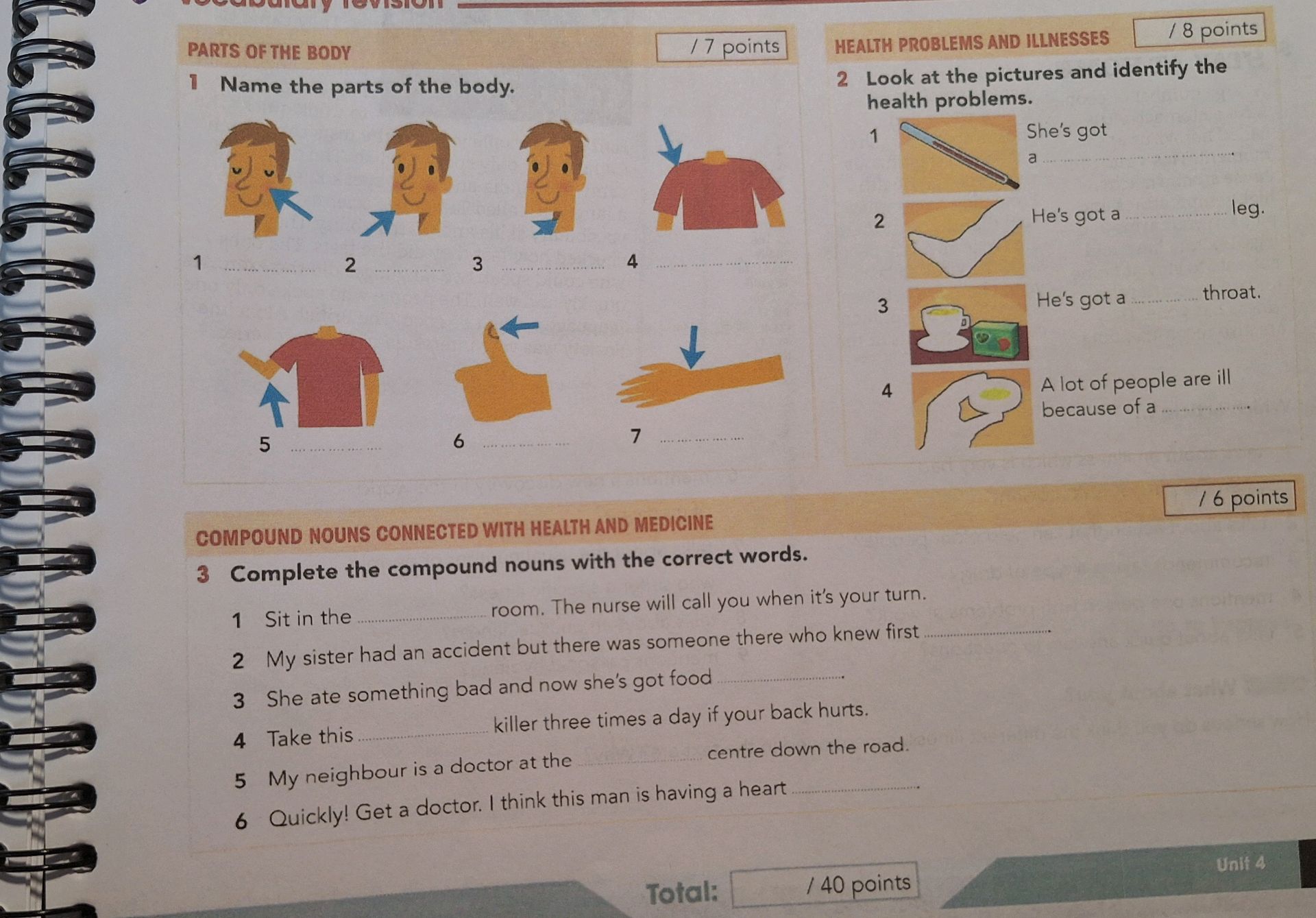 1 Name the parts of the body. 2 Look at the | StudyX