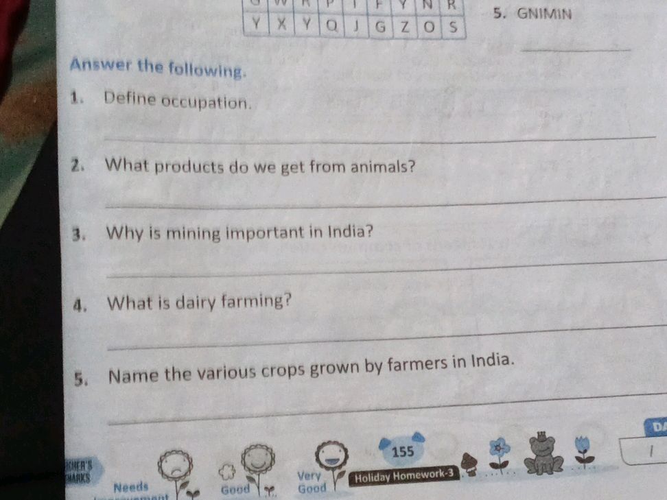 Answer the following. 1. Define occupation. | StudyX