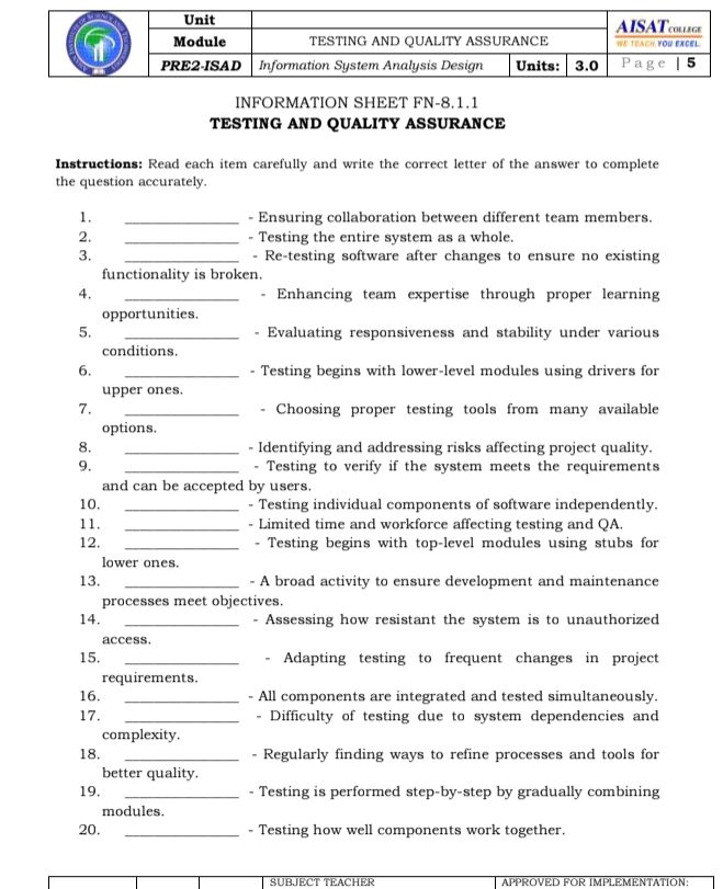 Instructions: Read each item carefully and | StudyX