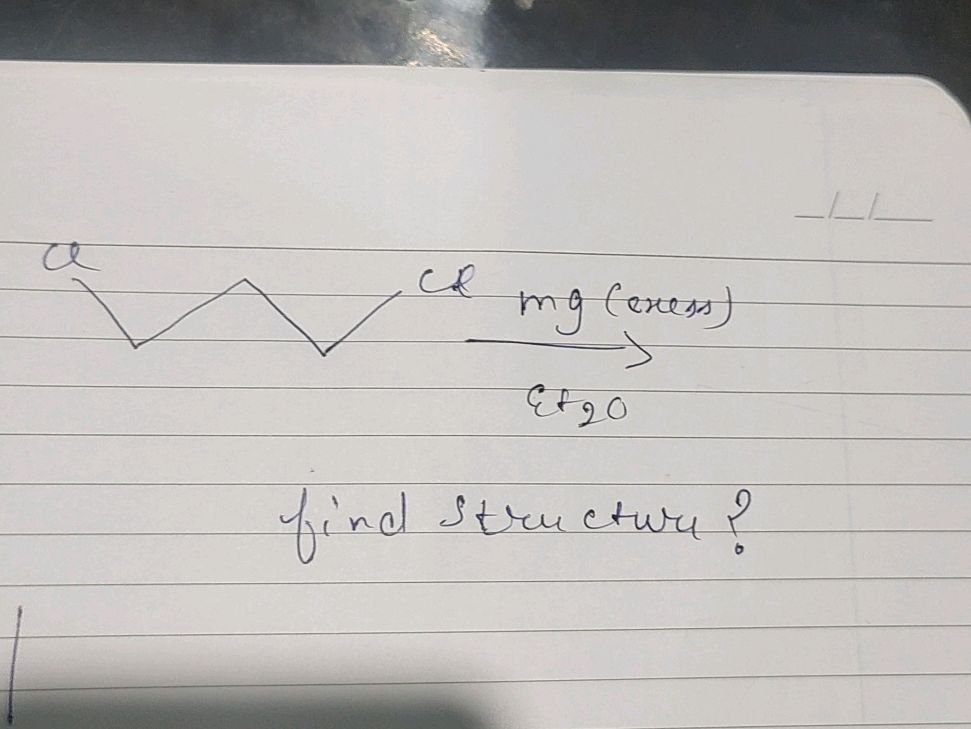 Cl-C-C-C-Cl -> mg (excess) / Et2O -> | StudyX