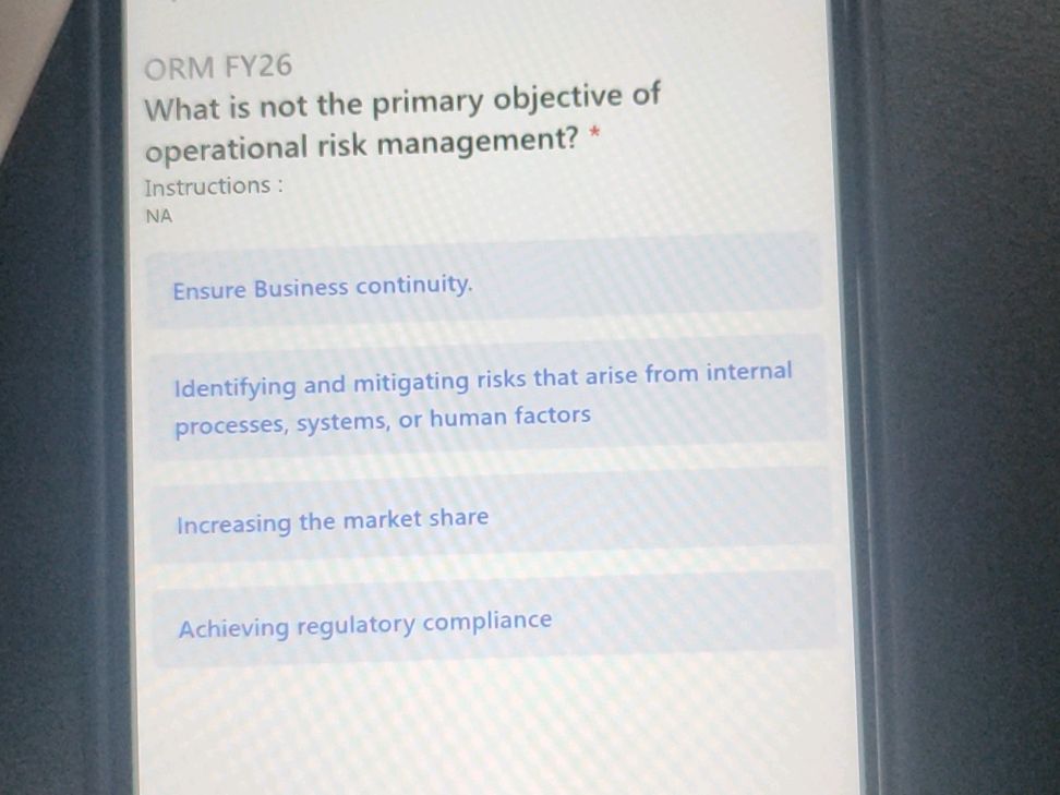 ORM FY26 What is not the primary objective | StudyX