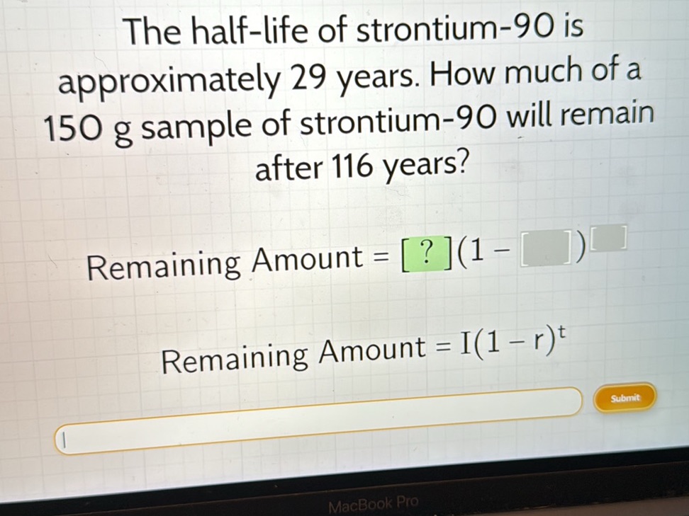 The half-life of strontium-90 is | StudyX
