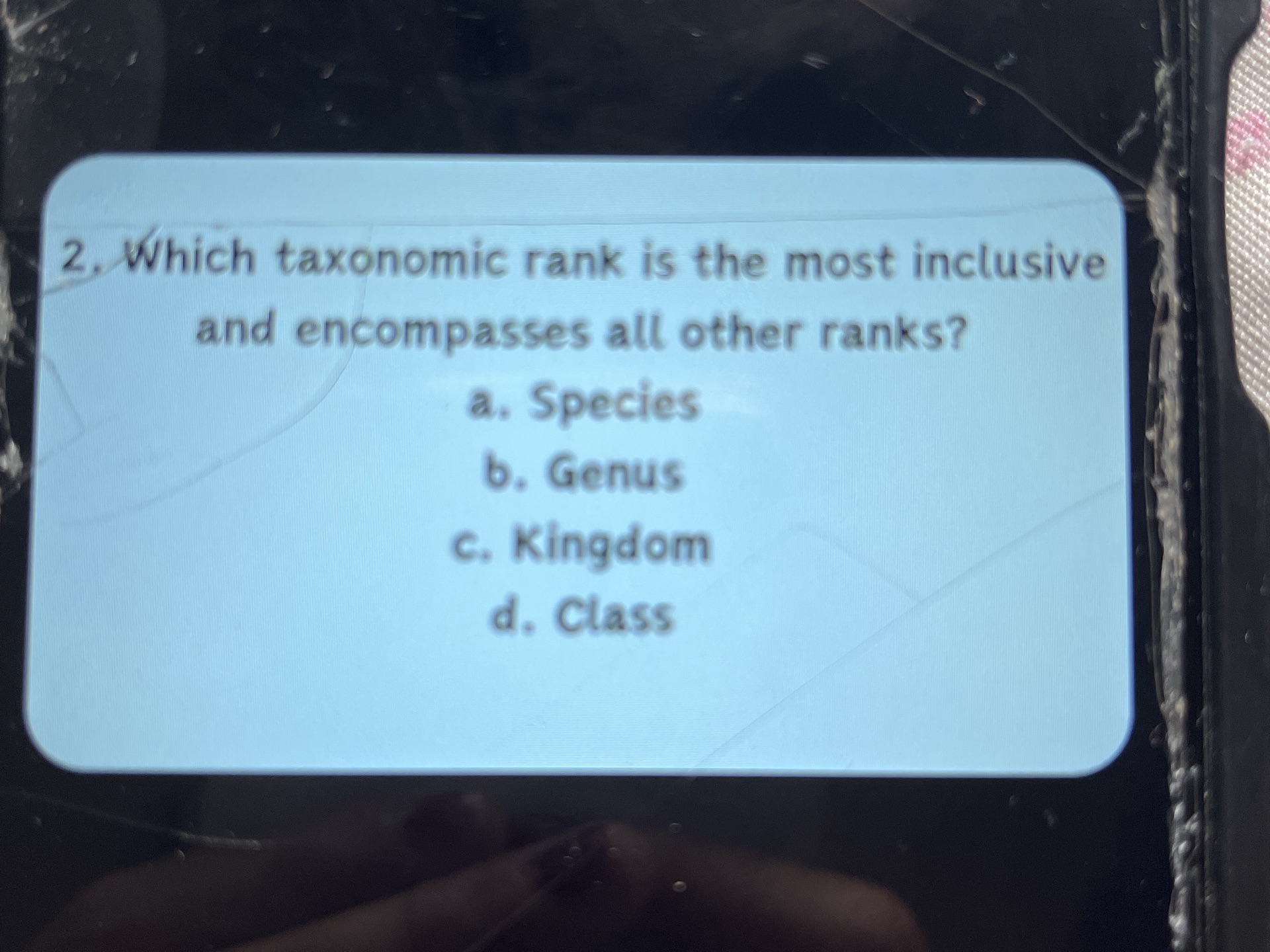 2. Which taxonomic rank is the most | StudyX