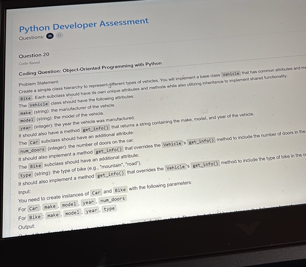 Question 20 Coding Question: | StudyX