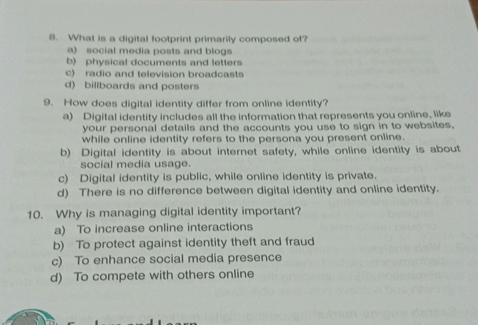 8. What is a digital footprint primarily | StudyX
