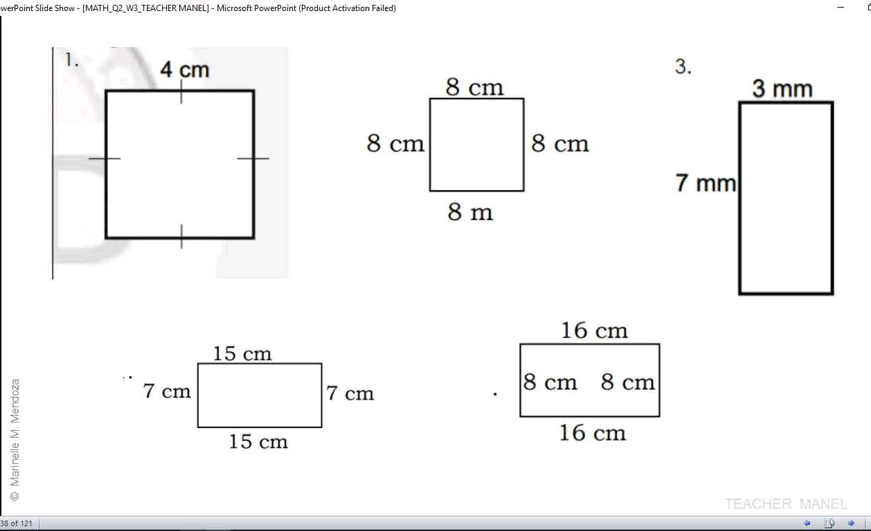 1. A square with a side of 4 cm. 2. A | StudyX