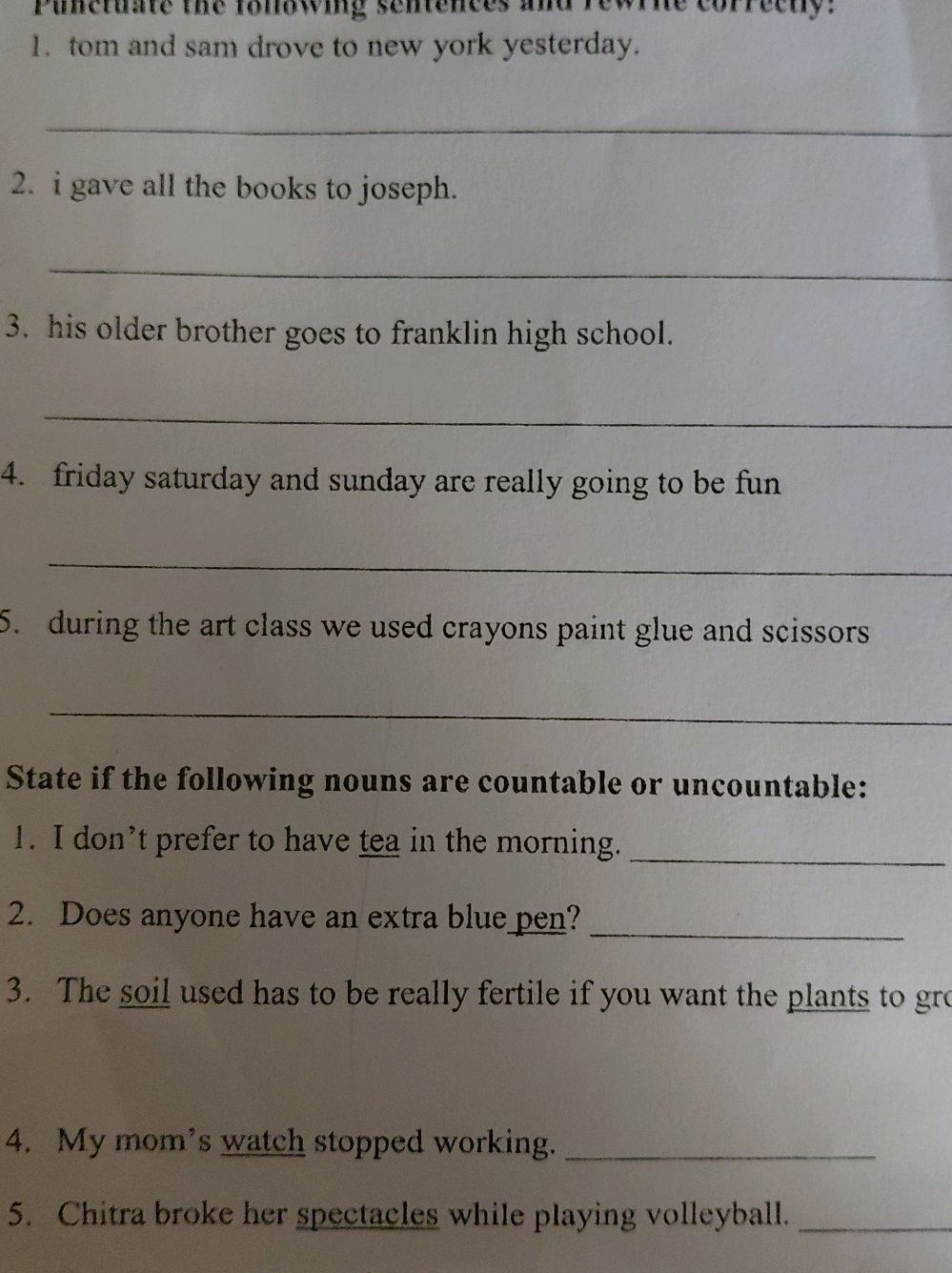 Punctuate the following sentences and | StudyX