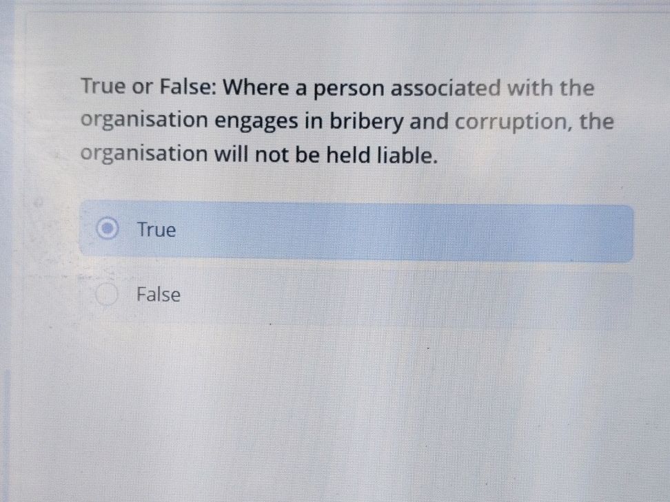 True or False: Where a person associated | StudyX