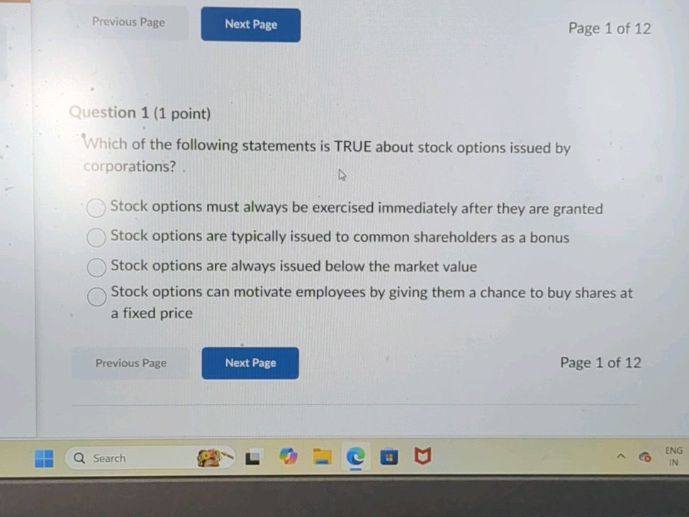 Question 1 (1 point) Which of the following