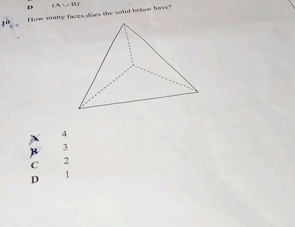 How many faces does the solid below have? A | StudyX