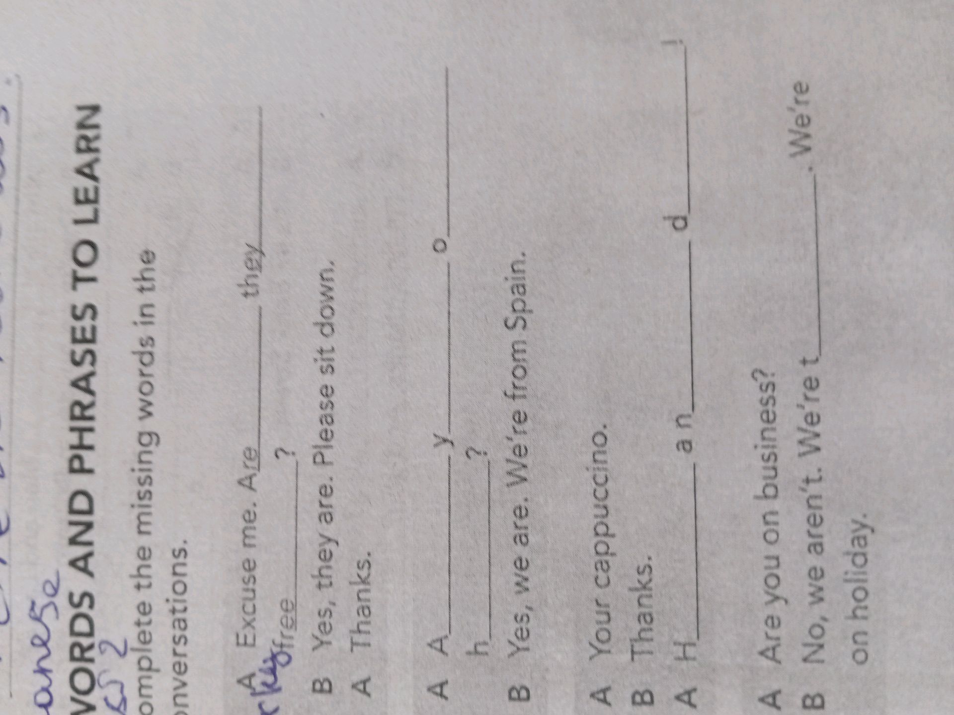 Complete the missing words in the | StudyX