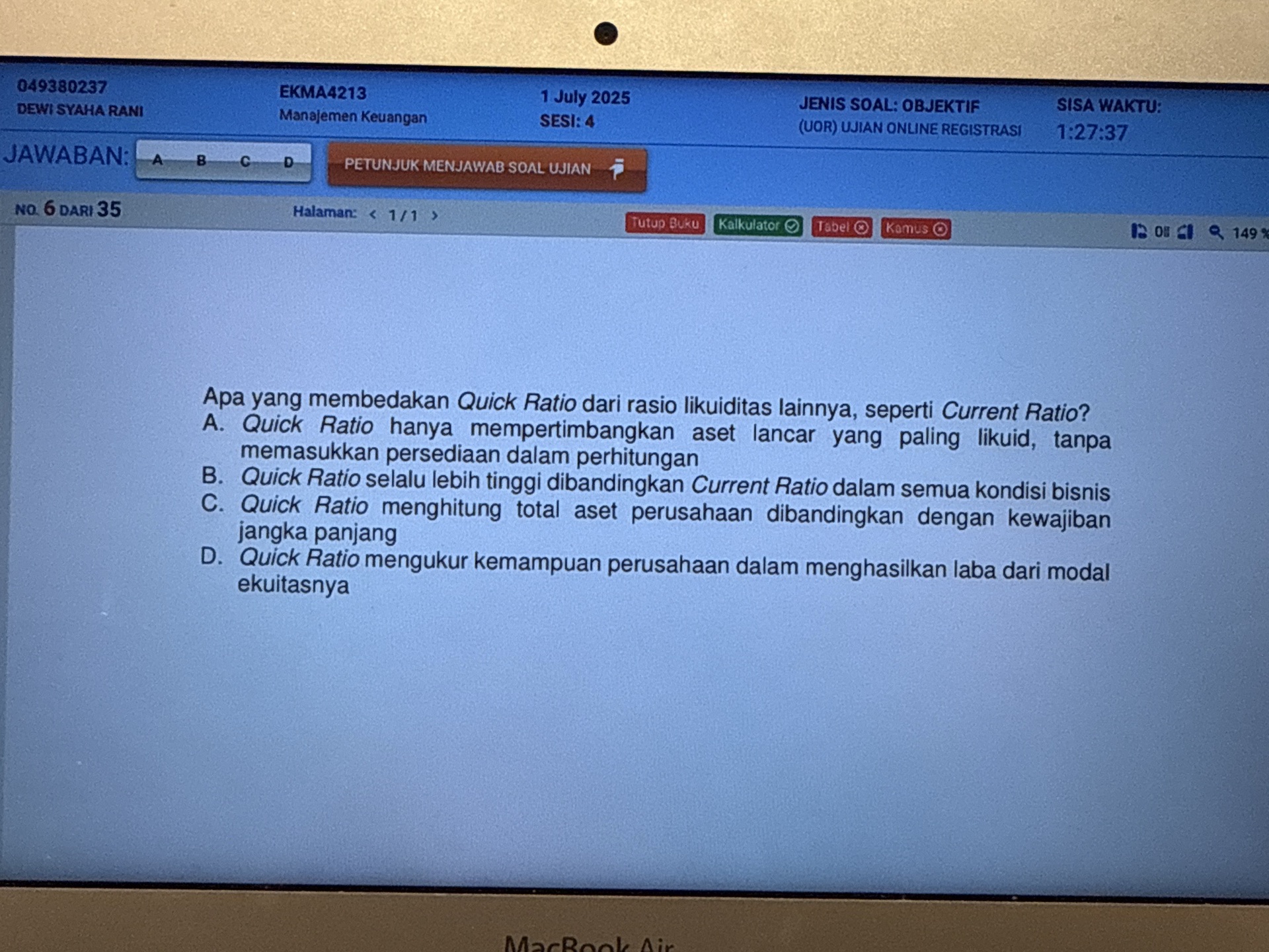 Apa yang membedakan Quick Ratio dari rasio | StudyX