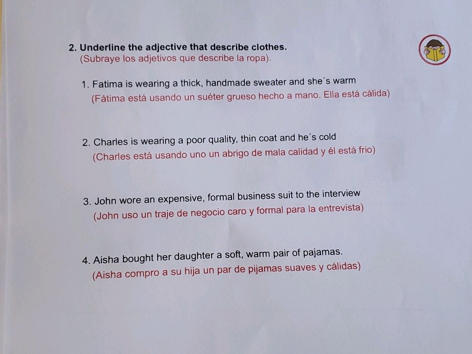 2. Underline the adjective that describe | StudyX