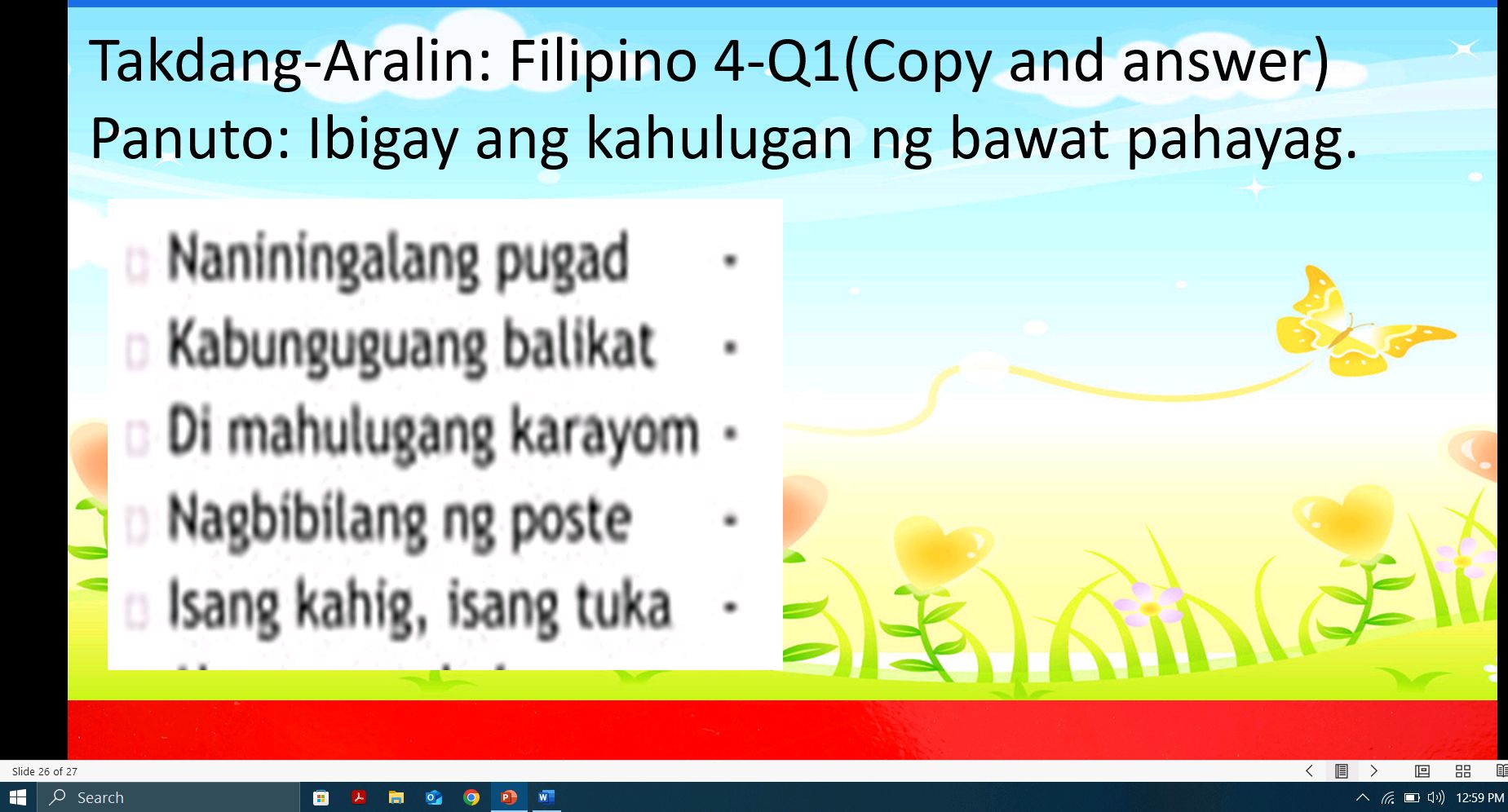 Takdang-Aralin: Filipino 4-Q1(Copy and | StudyX