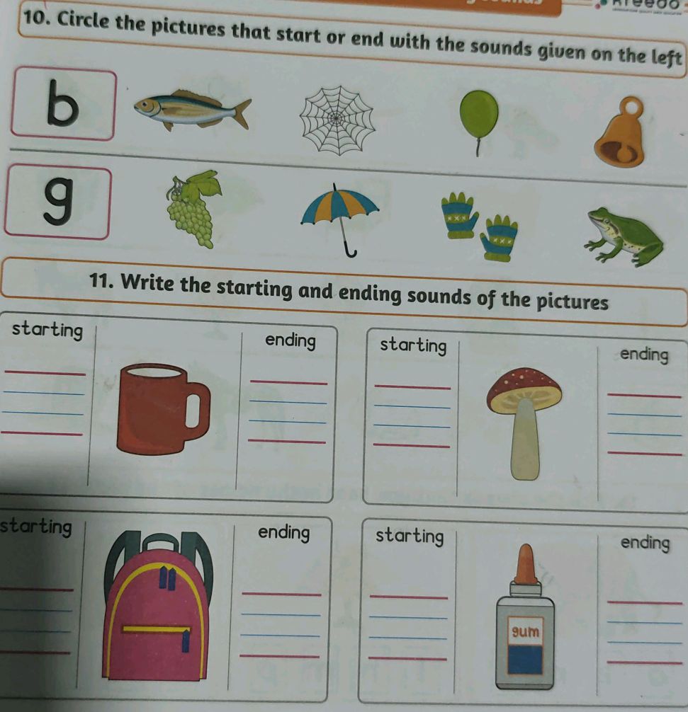 10. Circle the pictures that start or end | StudyX