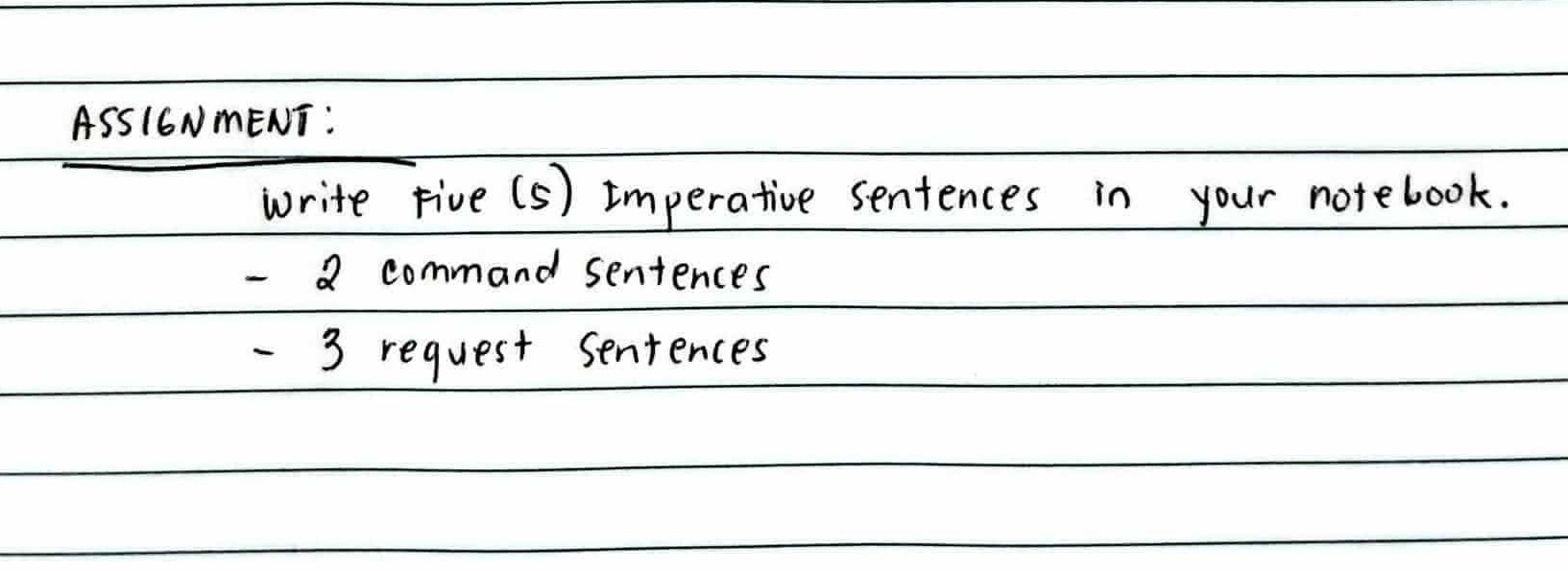 ASSIGNMENT: Write five (5) Imperative | StudyX