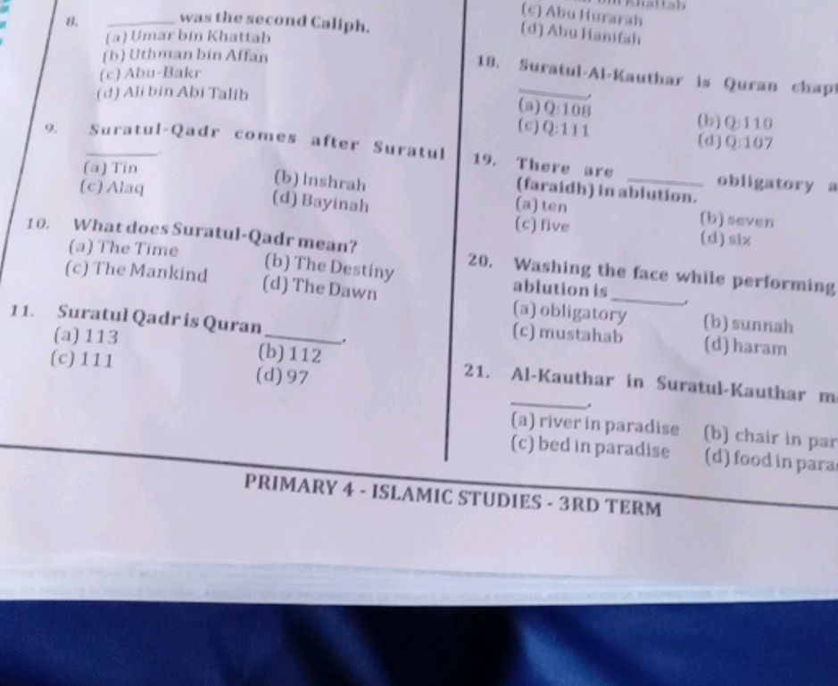 8 Was The Second Caliph A Umar Bin Studyx