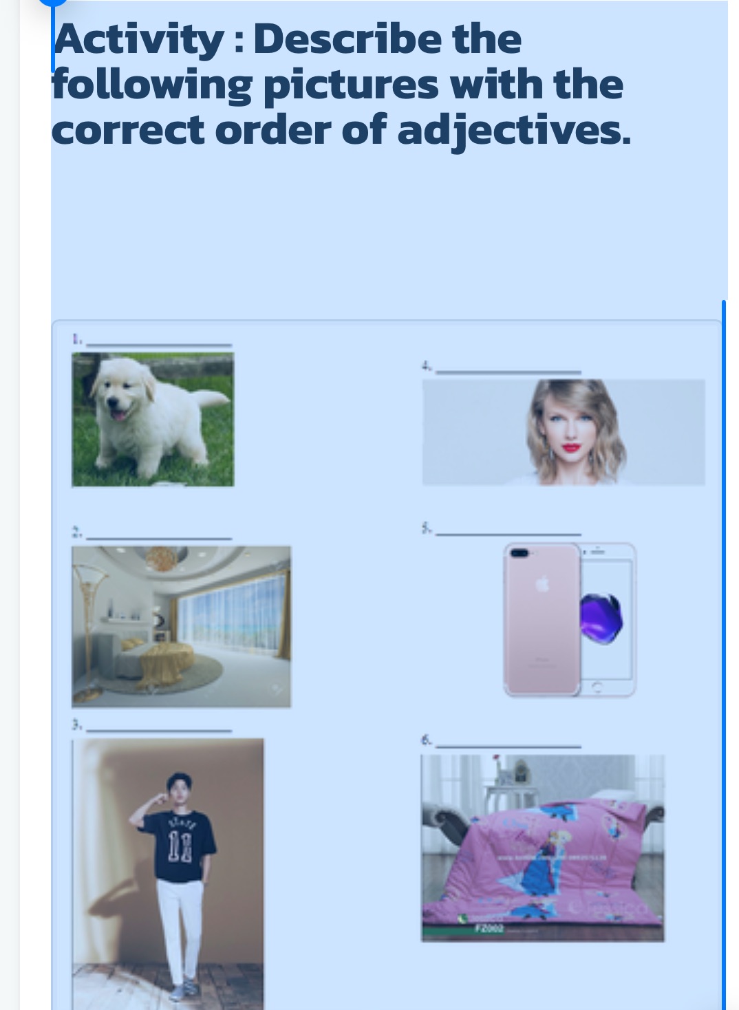 Activity: Describe the following pictures | StudyX