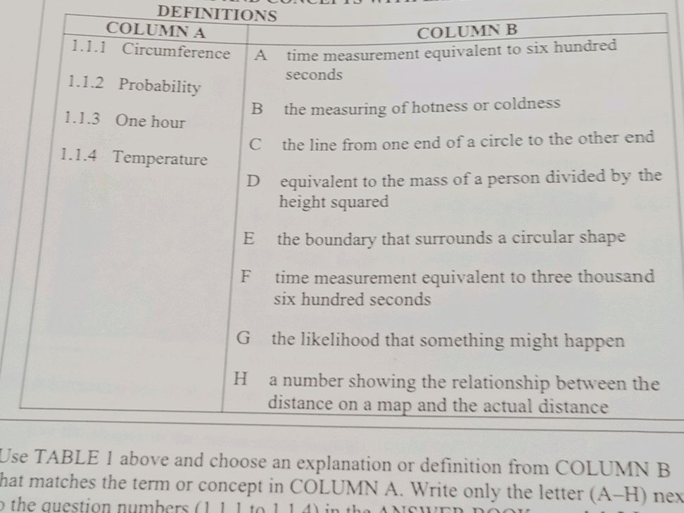 Match the terms in Column A with their | StudyX