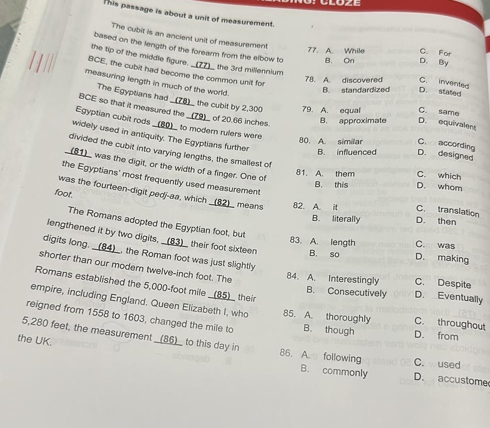 The cubit is an ancient unit of measurement | StudyX