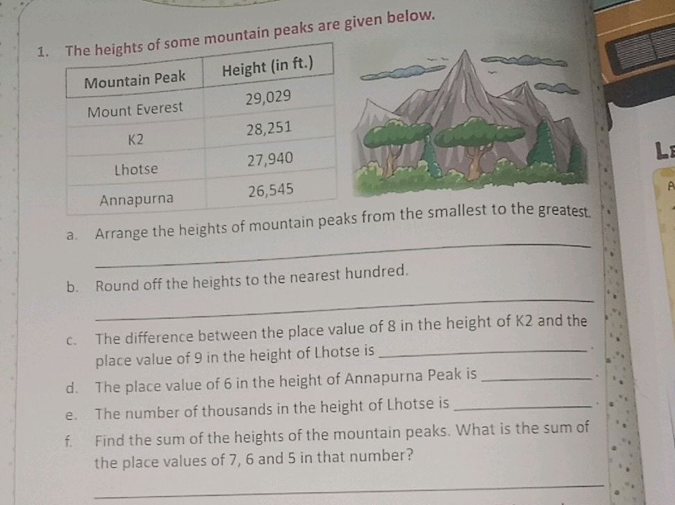1. The heights of some mountain peaks are | StudyX