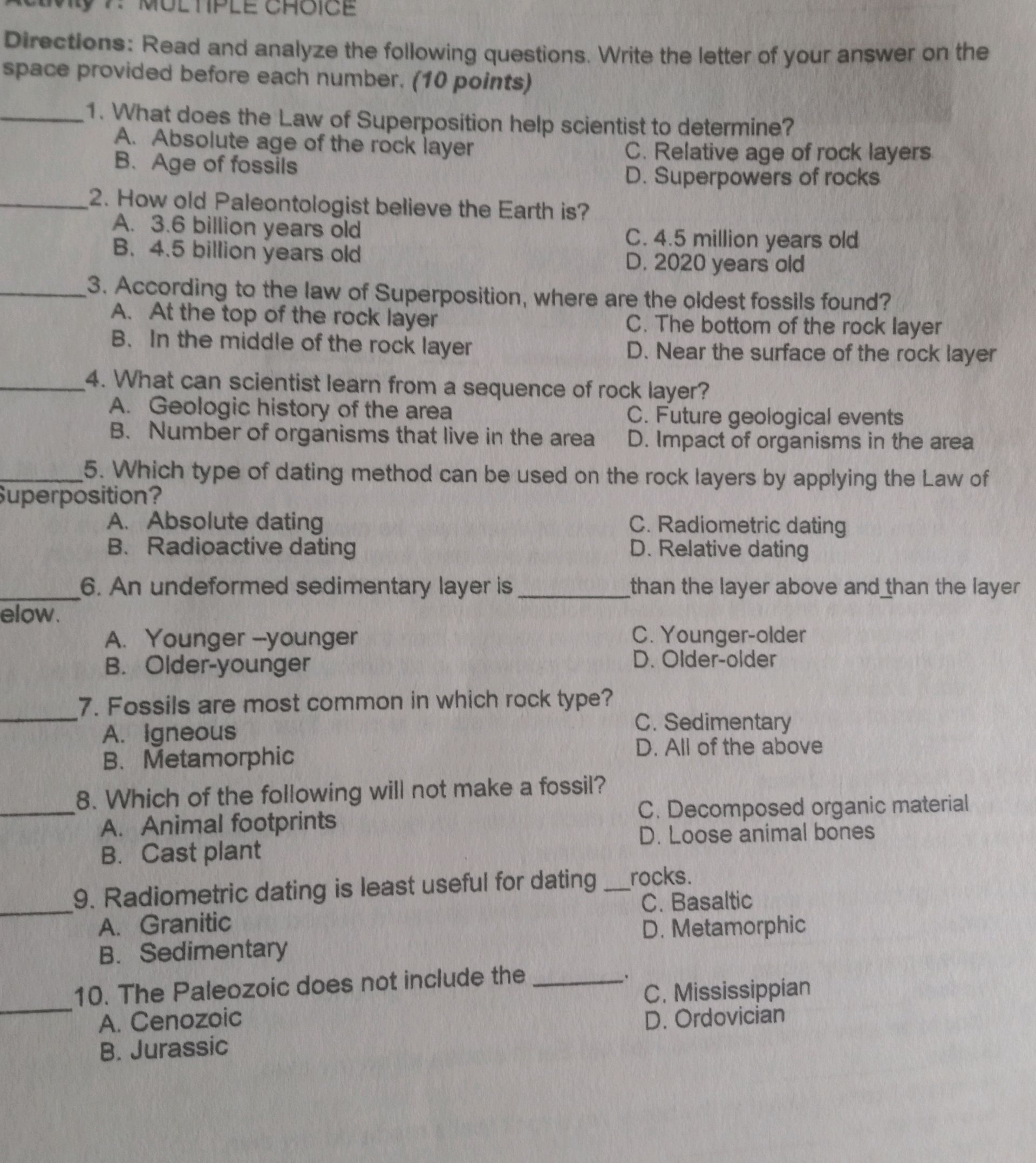 1. What does the Law of Superposition help | StudyX