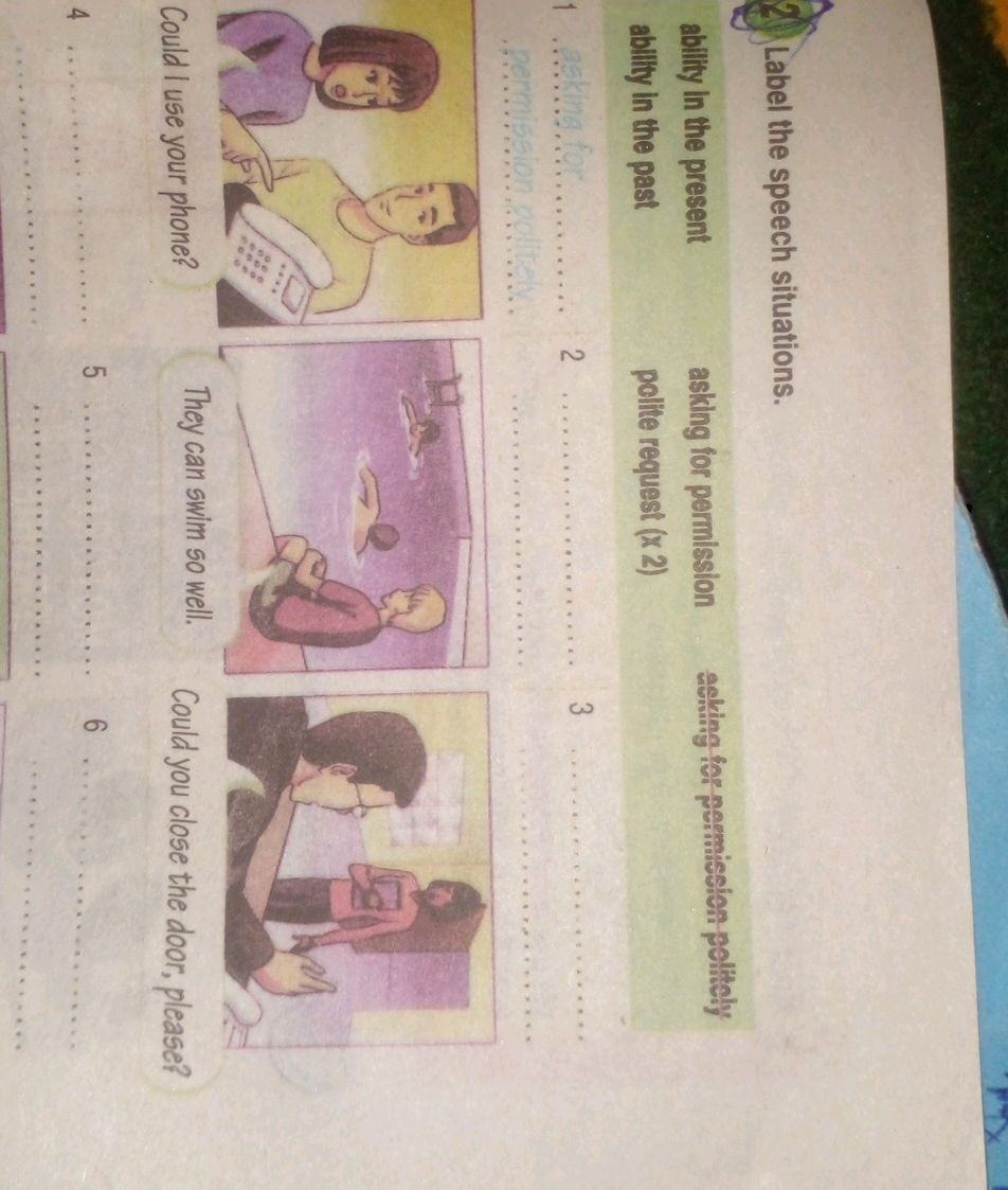 Label the speech situations. 1. asking for | StudyX