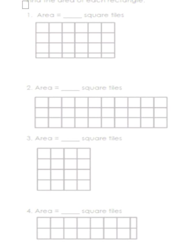 1. Area = ____ square tiles (Image of a | StudyX