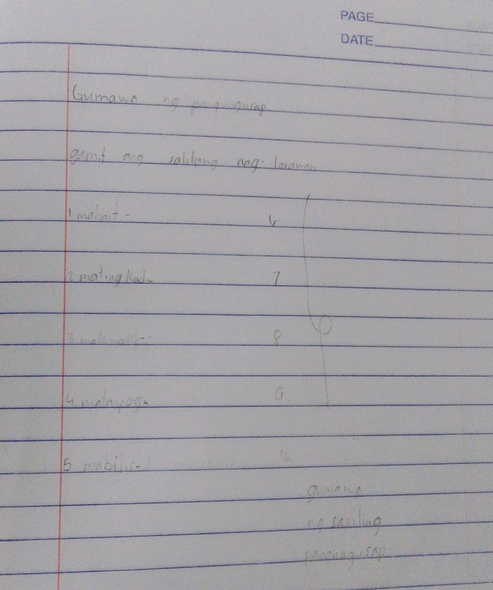 Gumawa ng pangungusap gamit ang salitang | StudyX