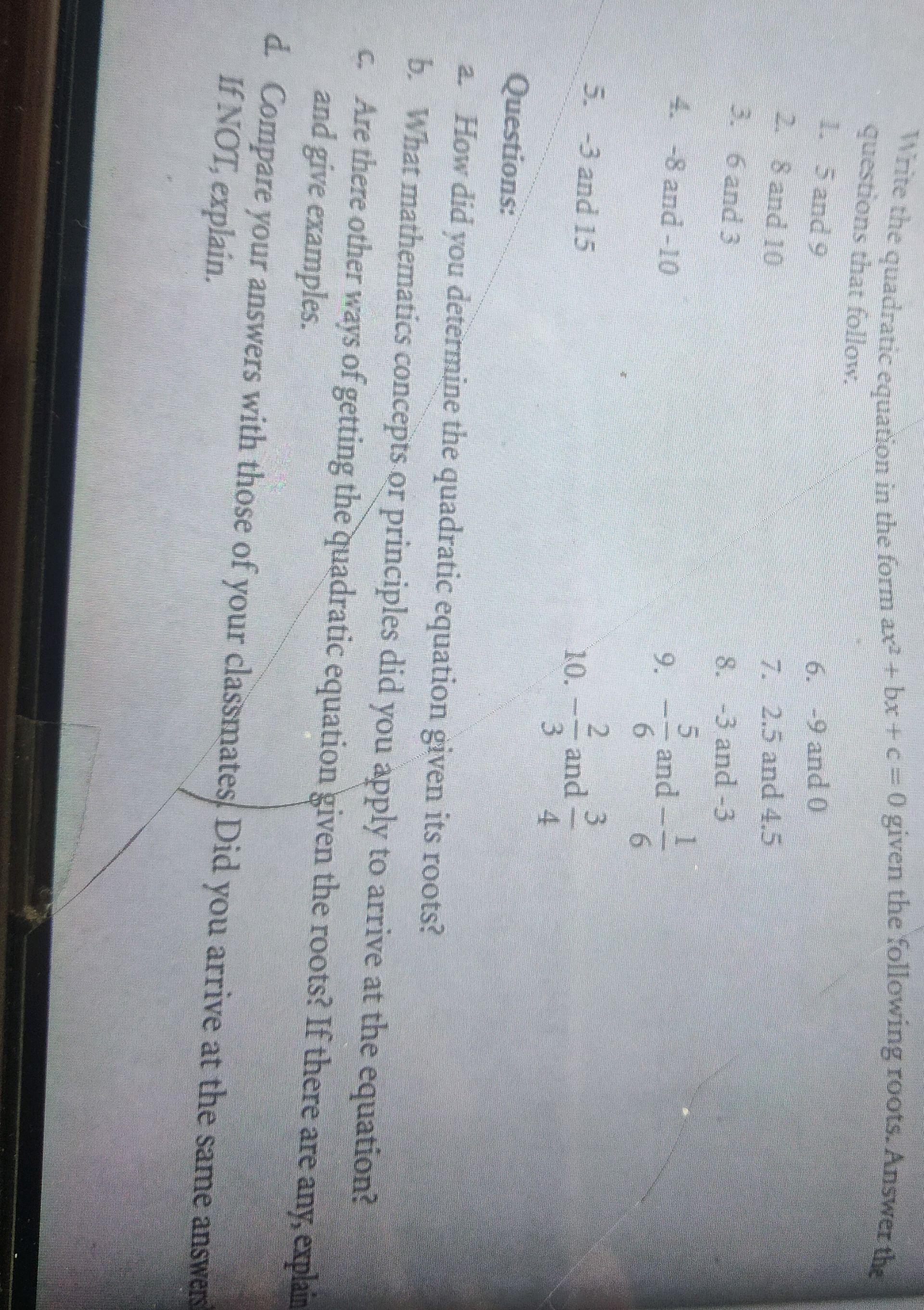 Write the quadratic equation in the form | StudyX