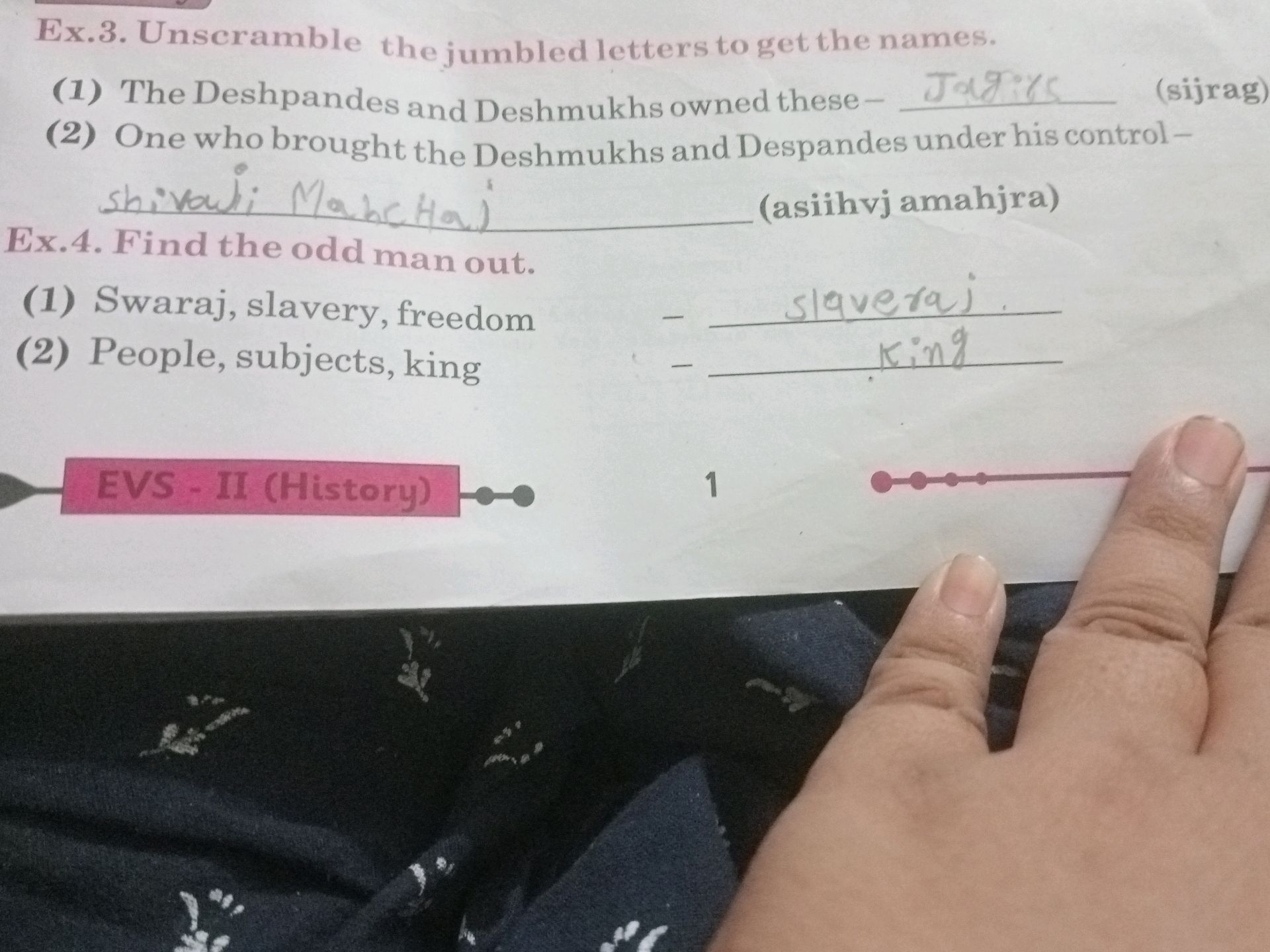 Ex.3. Unscramble the jumbled letters to get | StudyX