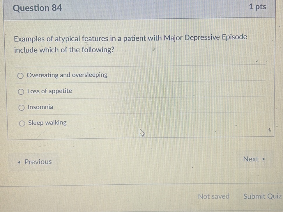 Examples of atypical features in a patient