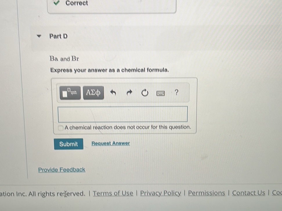 Ba and Br Express your answer as a chemical