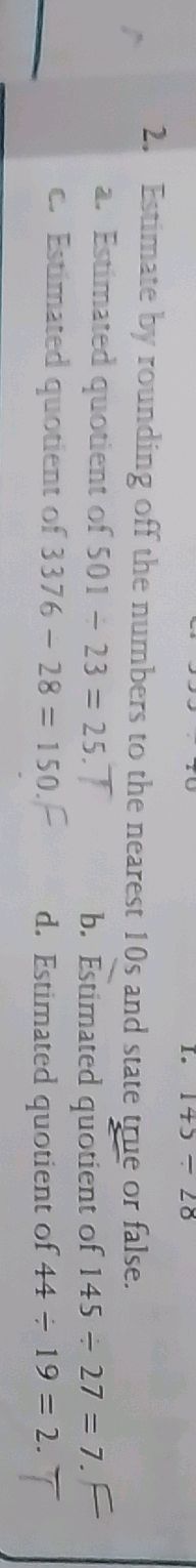 2. Estimate by rounding off the numbers to | StudyX