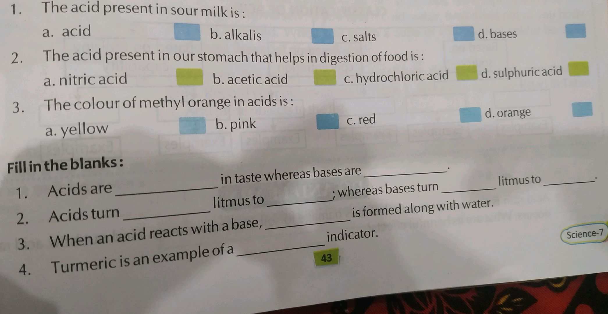 The acid present in sour milk is : a. acid