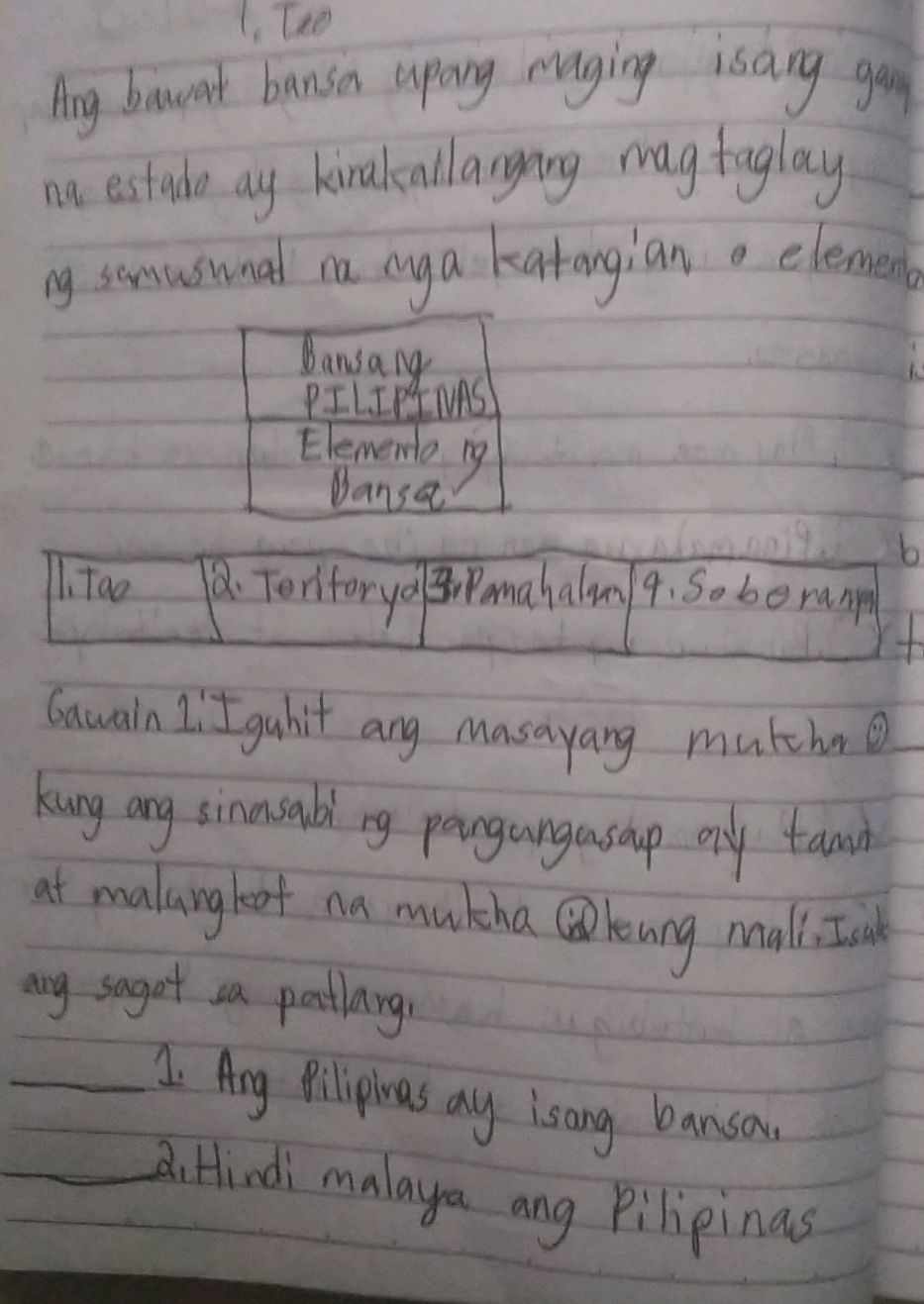 Gawain 1: Iguhit ang masayang mukha kung ang | StudyX