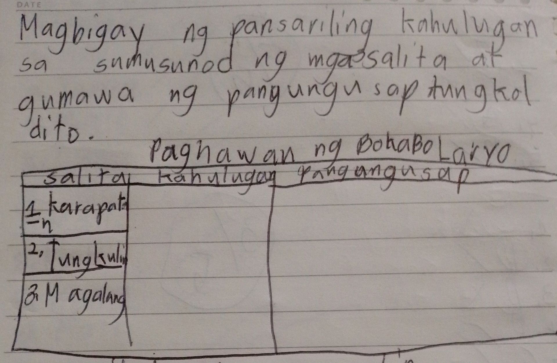 Magbigay ng pansariling kahulugan sa | StudyX