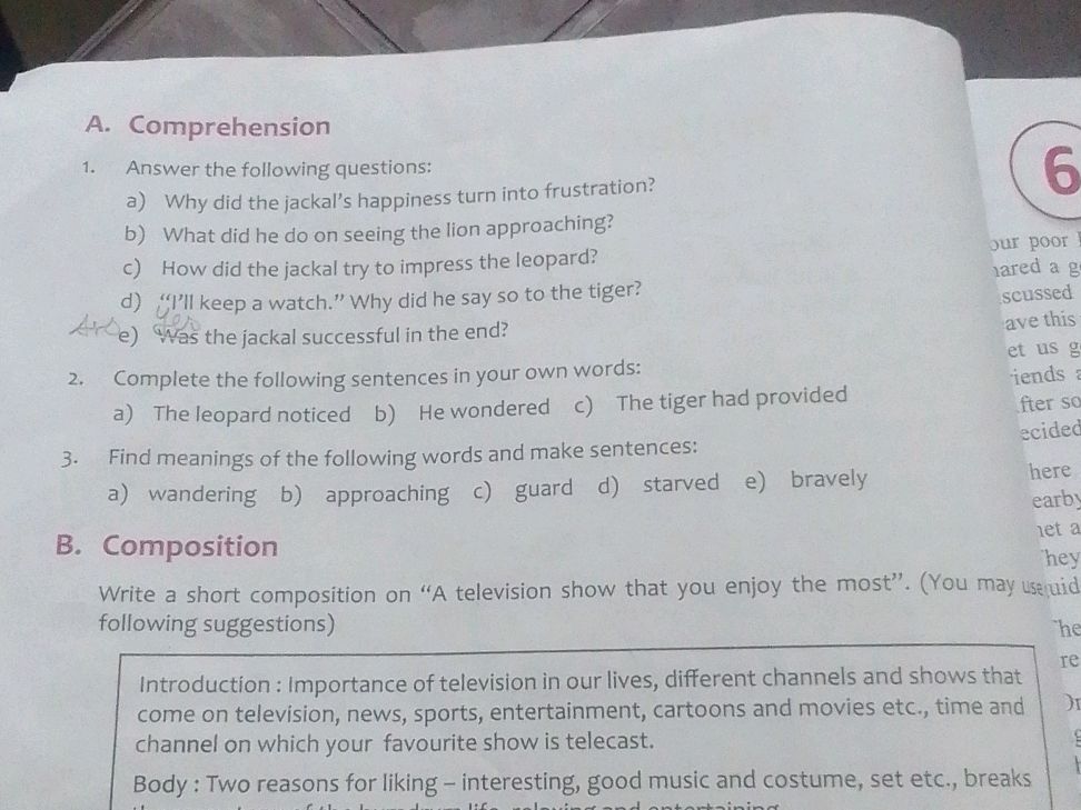 A. Comprehension 1. Answer the following | StudyX