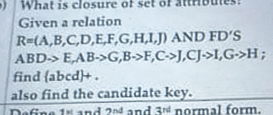 What is closure of set of attributes? Given | StudyX