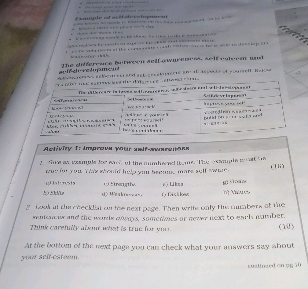 The difference between self-awareness, | StudyX