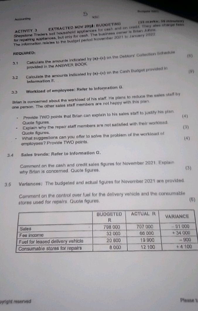 3.1 Calculate the amounts indicated by | StudyX