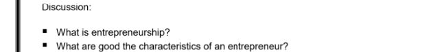 Discussion: - What is entrepreneurship? - | StudyX