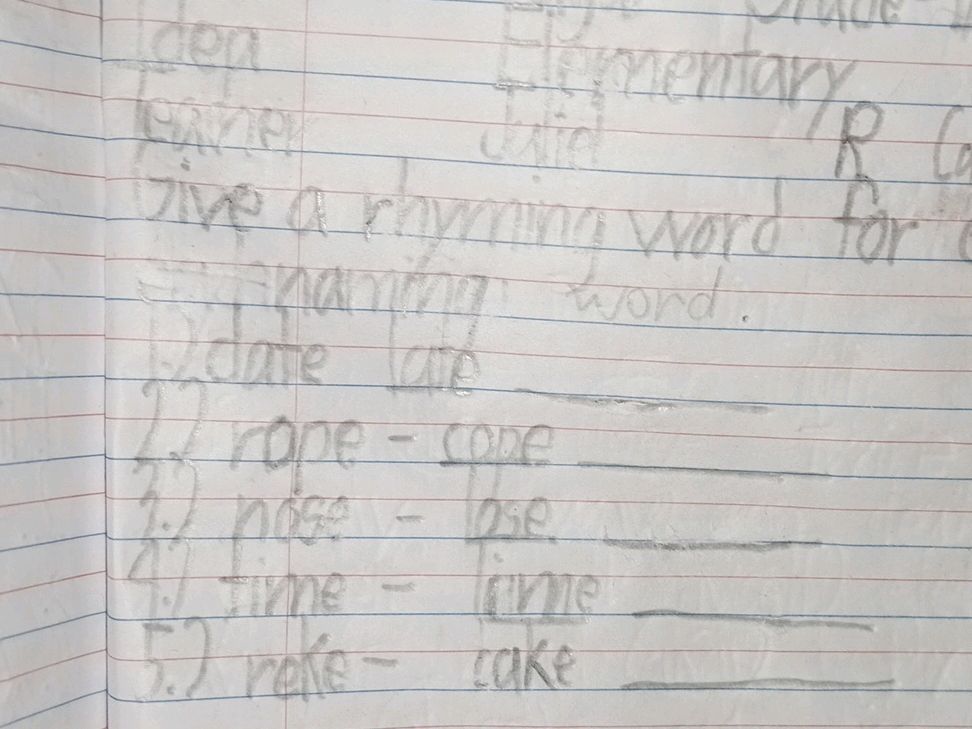 Give a rhyming word for naming word. 1. | StudyX