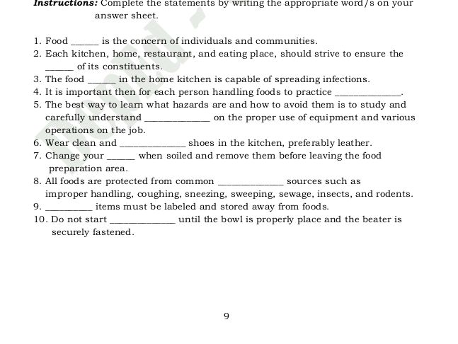 Instructions: Complete the statements by | StudyX