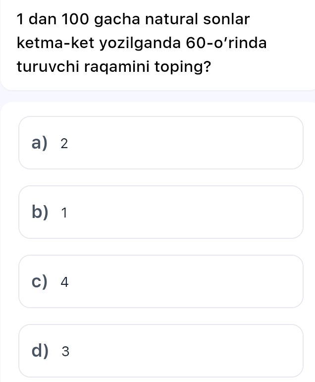 1 dan 100 gacha natural sonlar ketma-ket | StudyX